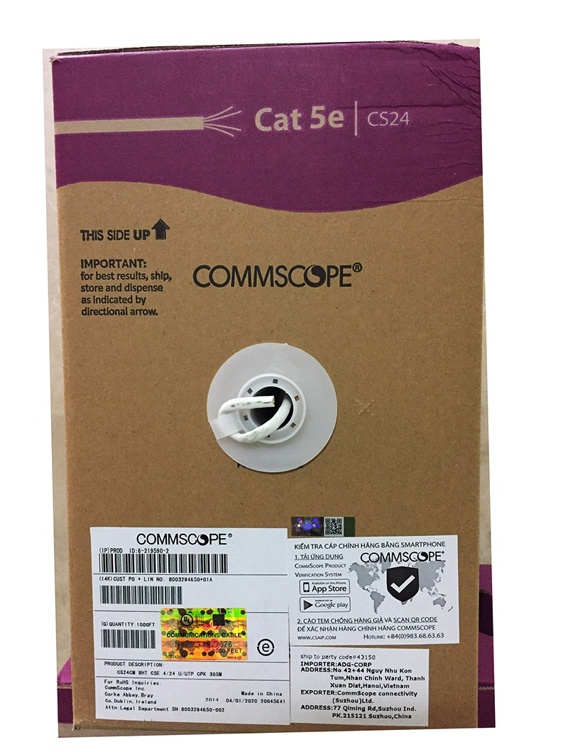 Cáp mạng Cat5e Commscope UTP ( 24AWG) - Vật tư viễn thông